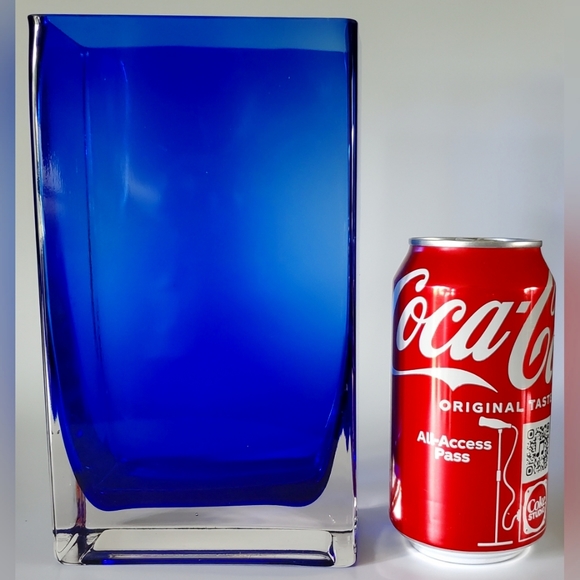 Accents | 7 34 Tall Modern Rectangle Cobalt Blue Clear Thick Glass Vase ...